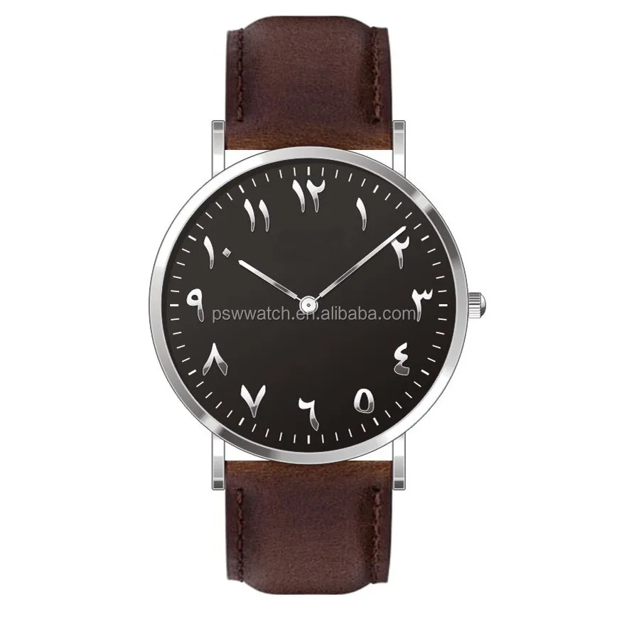 Classic Black Men Arabic Urdo Numerals Watches Arabic Number - Buy ...