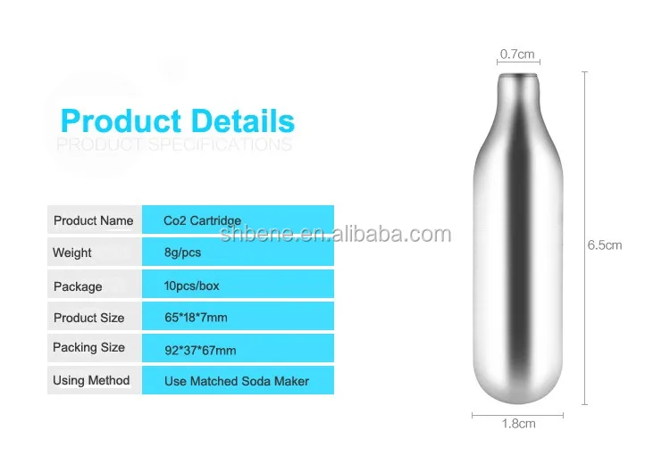 8g 12g 16g 25g 28g 33g 38g Co2 Cartridges With Food Grade Co2 Gas - Buy ...