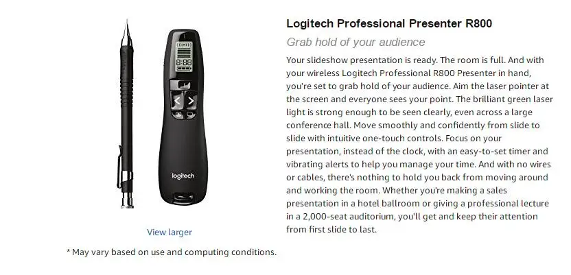 Logitech Professional Presenter R800 - Wireless Laser Pointer for ...