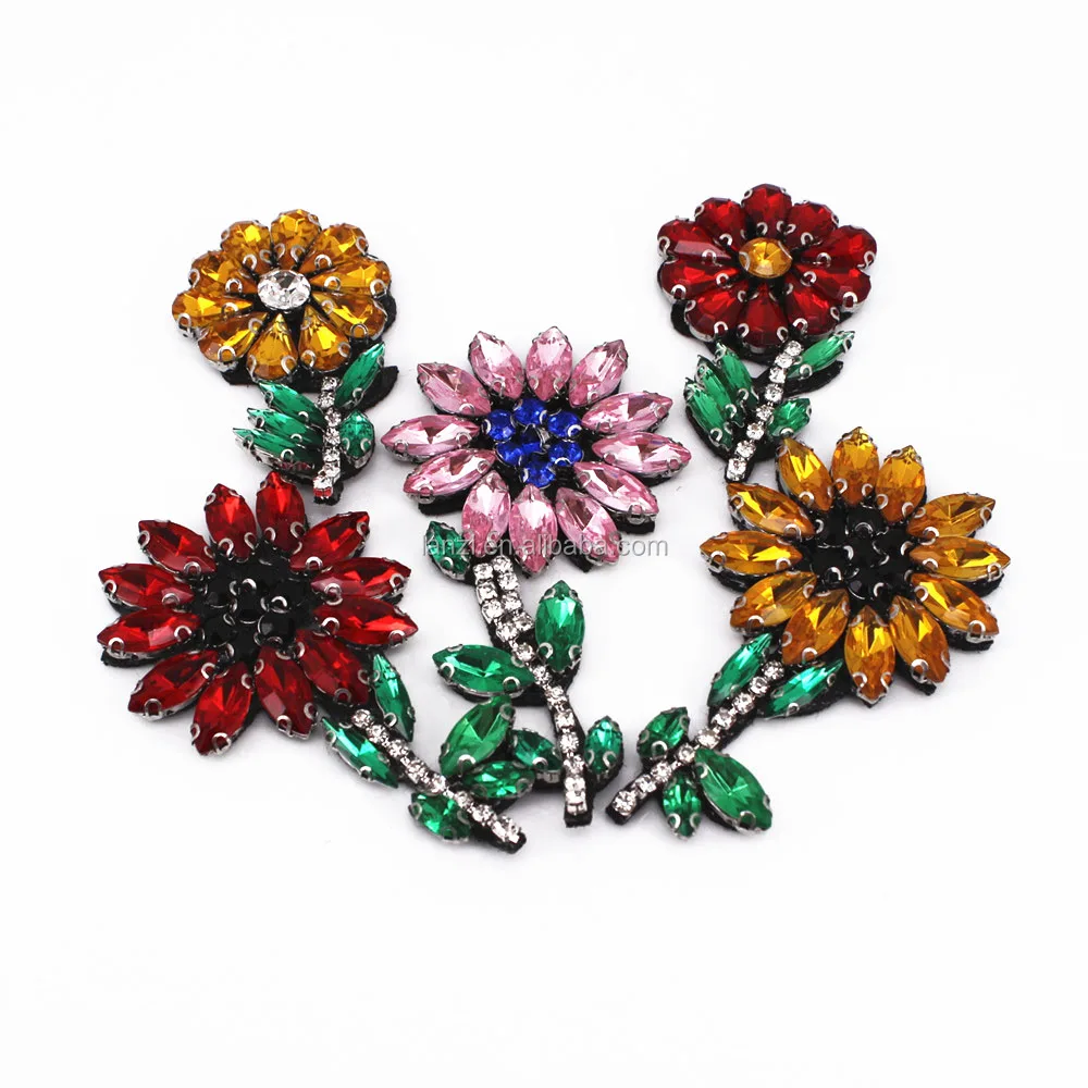 3d Flower Rhinestone Applique Patch - Buy 3d Flower Rhinestone Applique ...