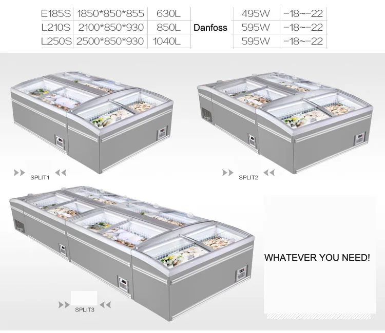 Reliable Quality Large Display Combined Double Doors Island Freezer ...