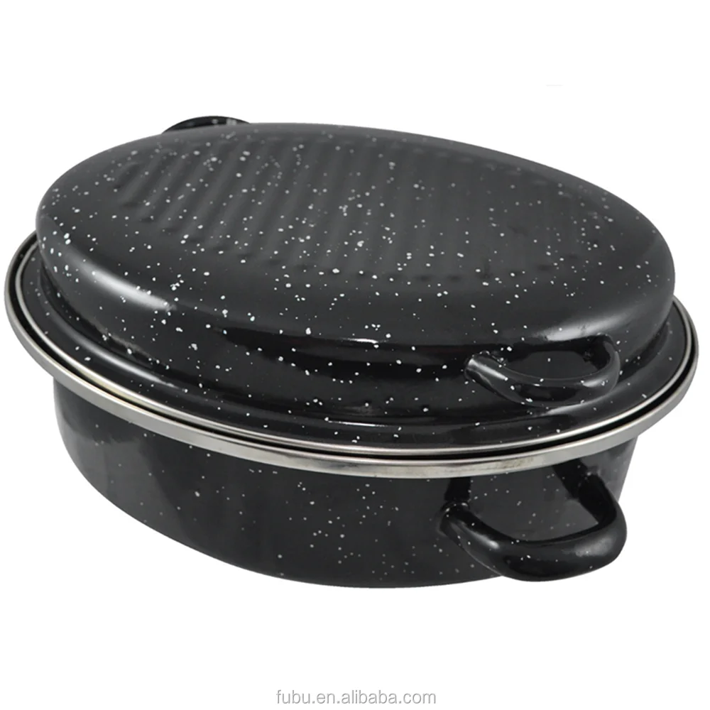 Granite Ware Covered Oval Enamel Roaster - Fubu Cookware