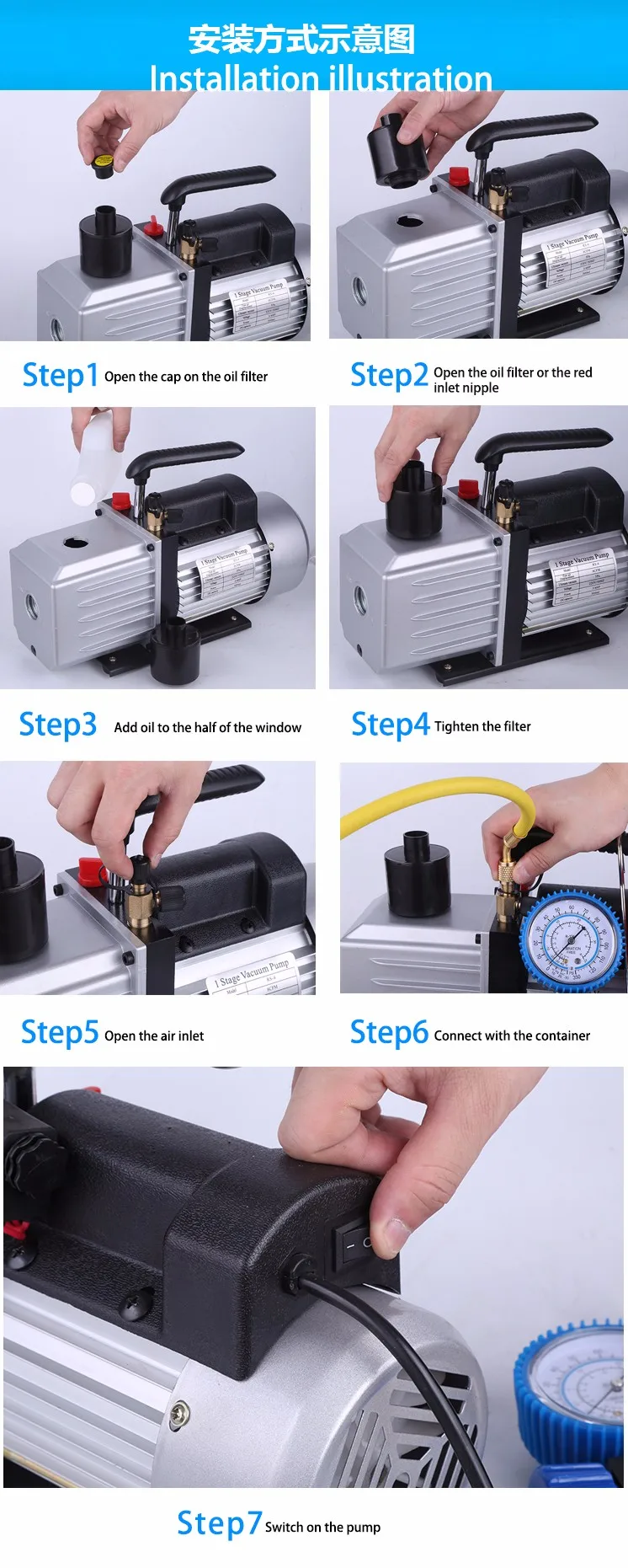 High Performance 1/3hp Oil Sealed Rotary Vane Small Electric Dental ...