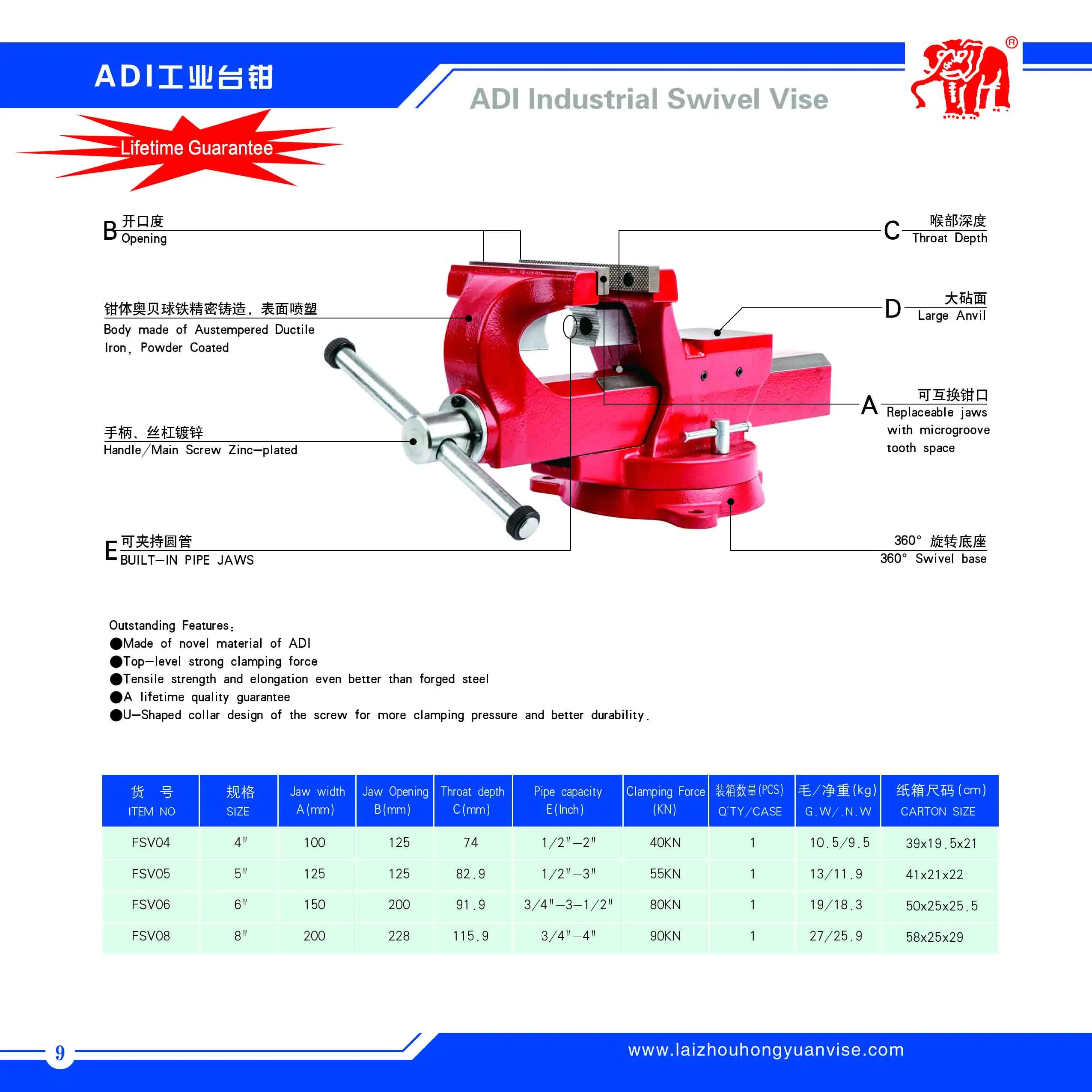 ADI Industrial Swivel Bench Vise Top Quality Heavy Duty Type Bench Vise ...
