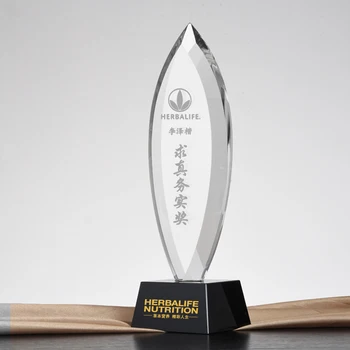 Promotion Leaf Shapes Crystal Trophy Herbalife Crytal Trophy Award ...