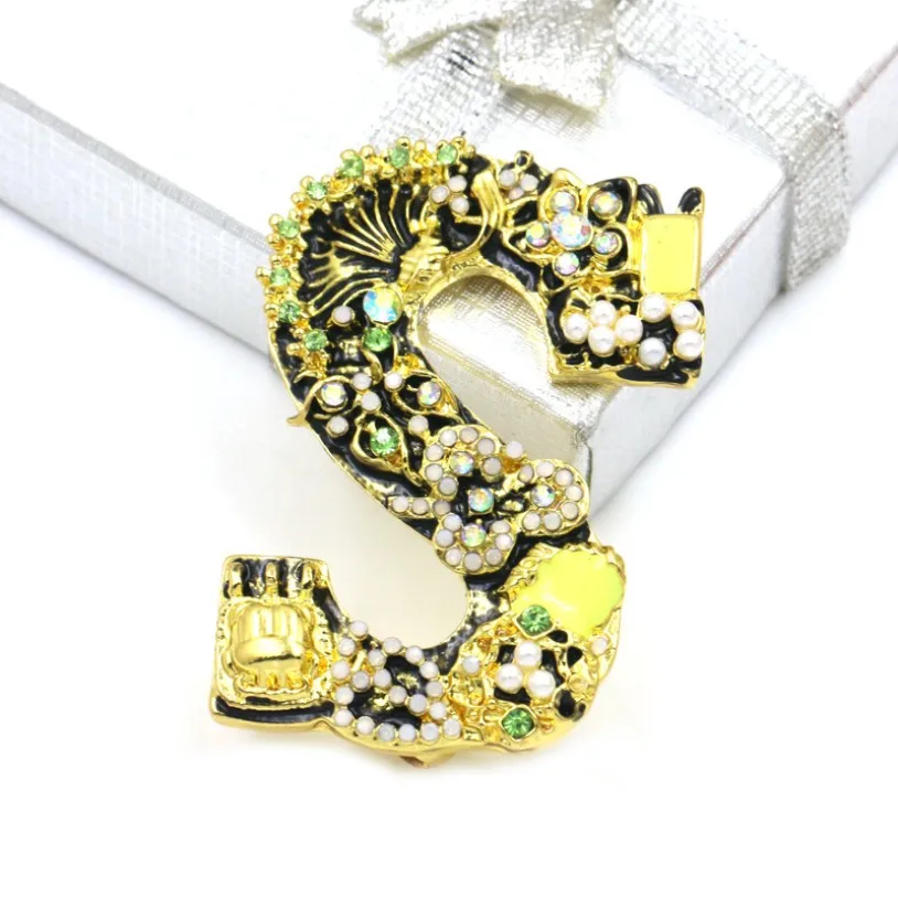 Factory Direct Luxury Designer Brooches Gold Plated Alphabet Letter ...