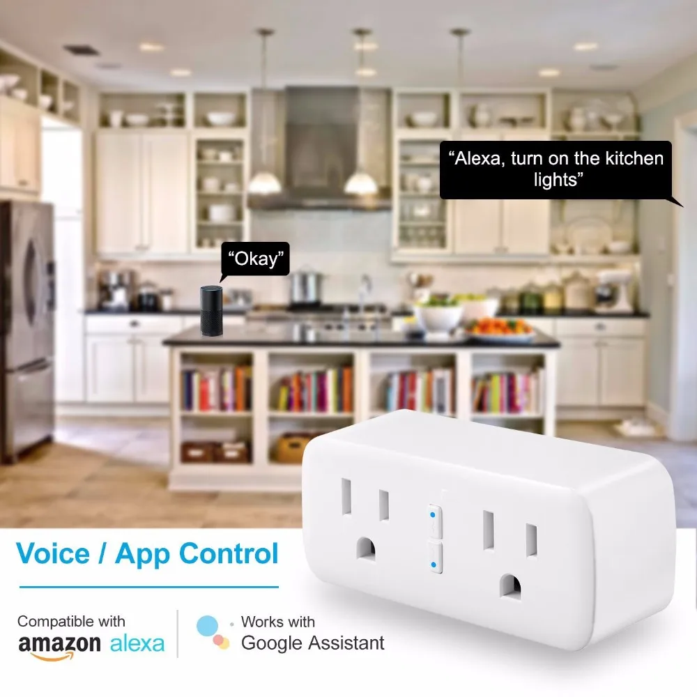 Remote Control Individually Smart Plug 2 in 1 Wireless WiFi Smart Dual ...