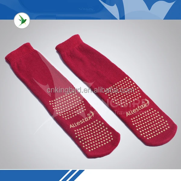 Wholesale Disposable Red Hospital Patient Socks with Rubber Sole