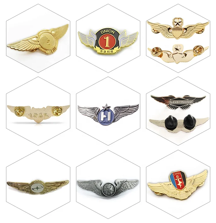 Shiny Gold Customized Metal Pilot Wings Pin Badge,Personalized Logo ...