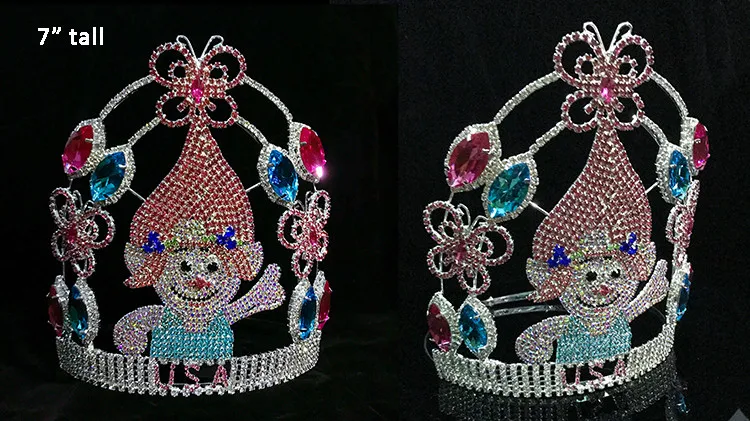7 Inch Custom Rhinestone Pageant Crowns Crystal Theme Wholesale Tiara ...