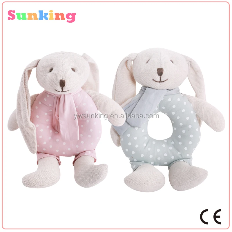 Baby Educational Toys Baby Rattle Rabbit Linen Fabric Bunny Hand Bell ...
