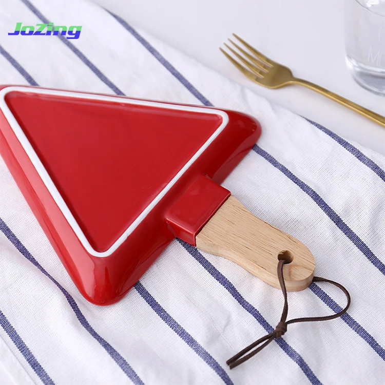 Creative Triangular Ceramic Plate With Wooden Handle - Buy Quality ...