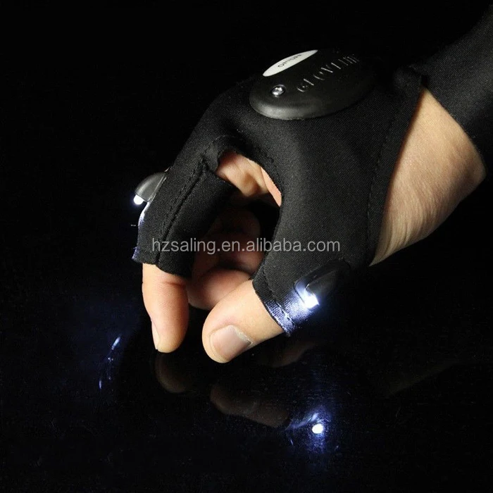 Cool Fingerless Led Flashlight Gloves For Repairing,Working In Darkness ...