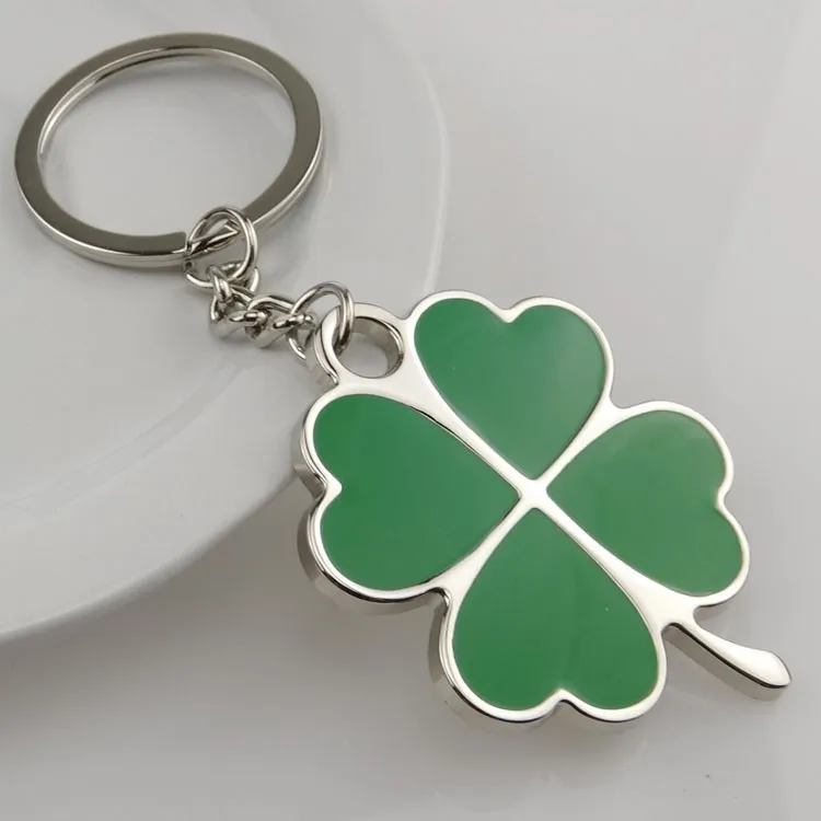 Stainless Green Leaf Keychain Fashion Creative Beautiful Four Leaf ...
