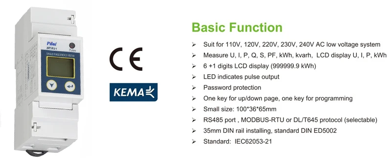 PILOT Compact Smart Energy Meter SPM91 - Single Phase Modbus RS485 Port