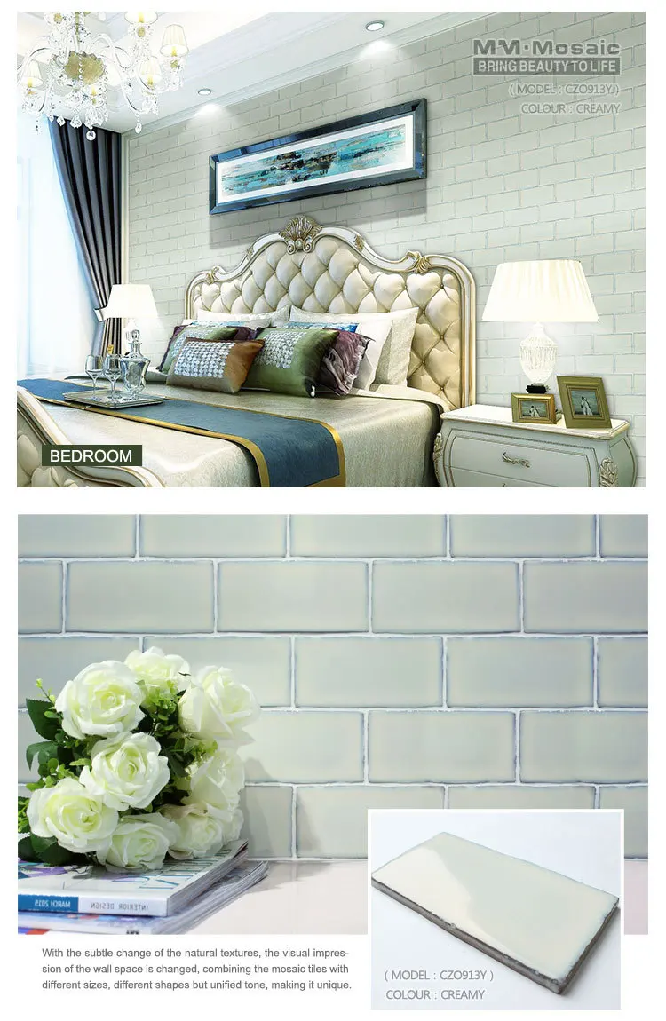 Decorative 3x6 Glossy Rectangle Background Brick Tiles Ceramic Rustic ...