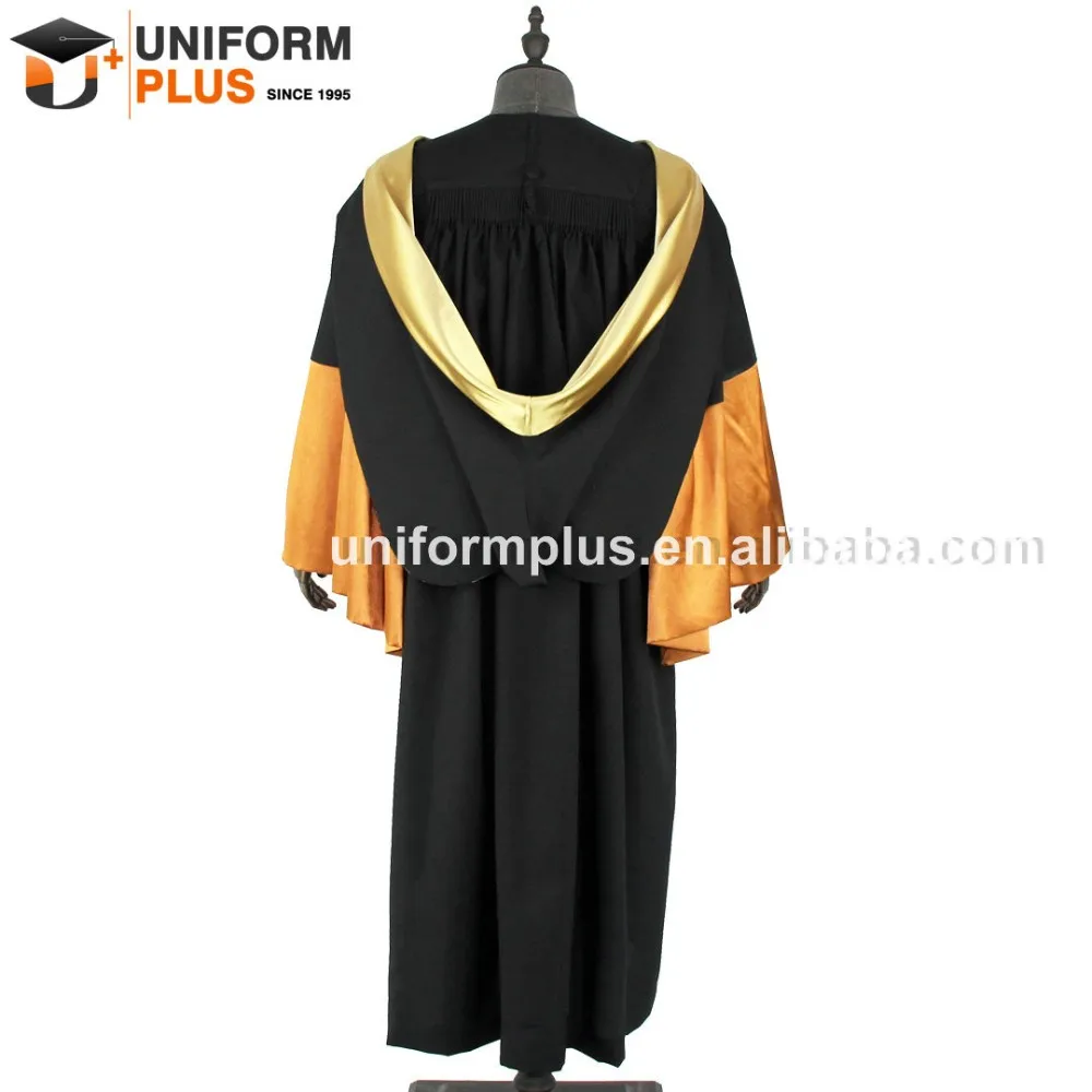 Customized Golden Academic Diploma Graduation Gown And Regalia Robe ...