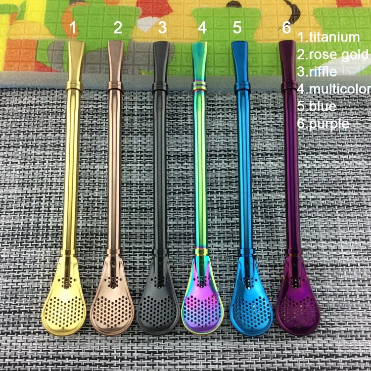 C012-2# 15.5cm Two Rings Yerba Mate Straw Spoon And Mate Bombillas ...