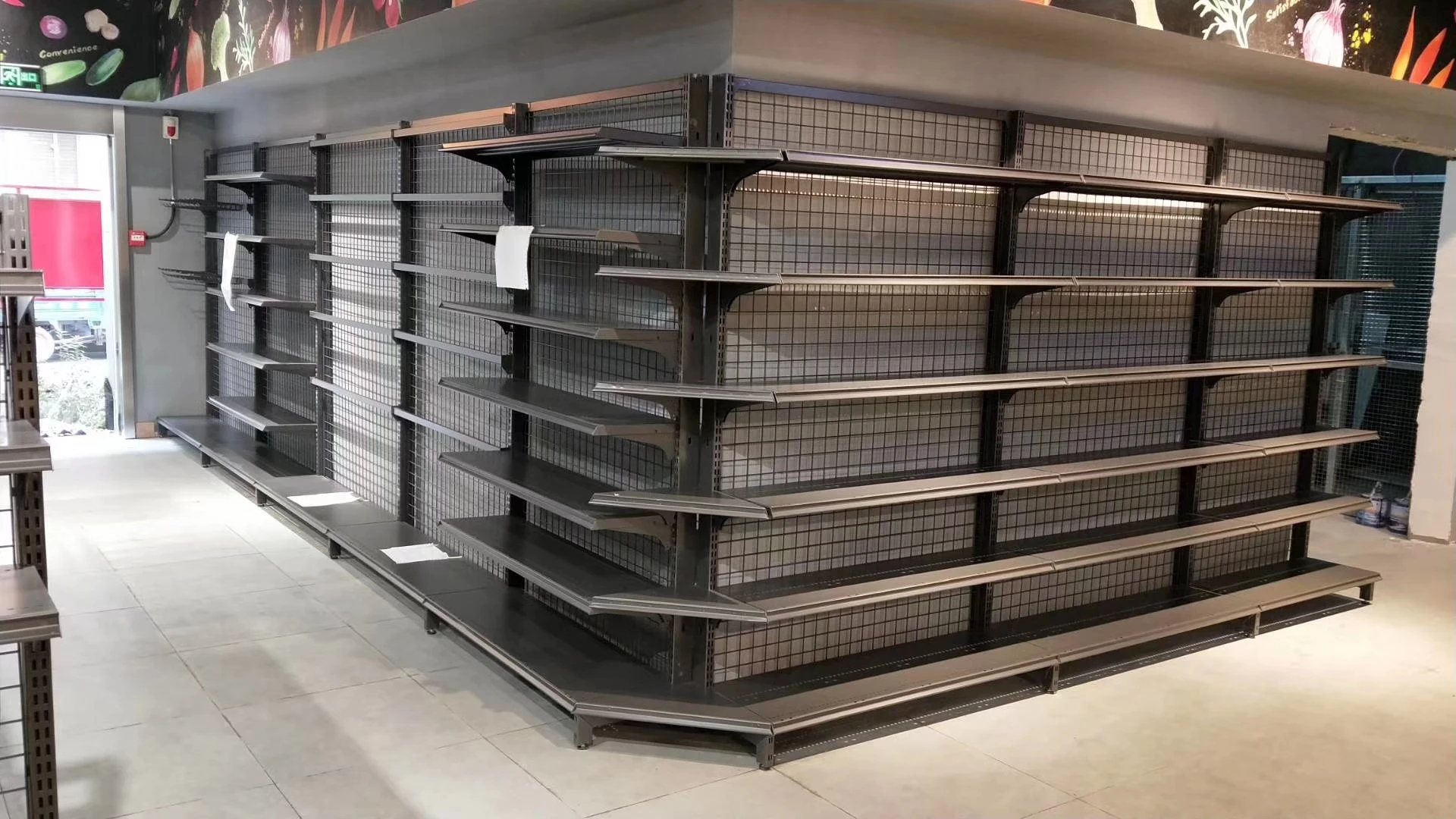 5 Layers Single Sided Retail Store Shelving With Perforated Back Panel ...