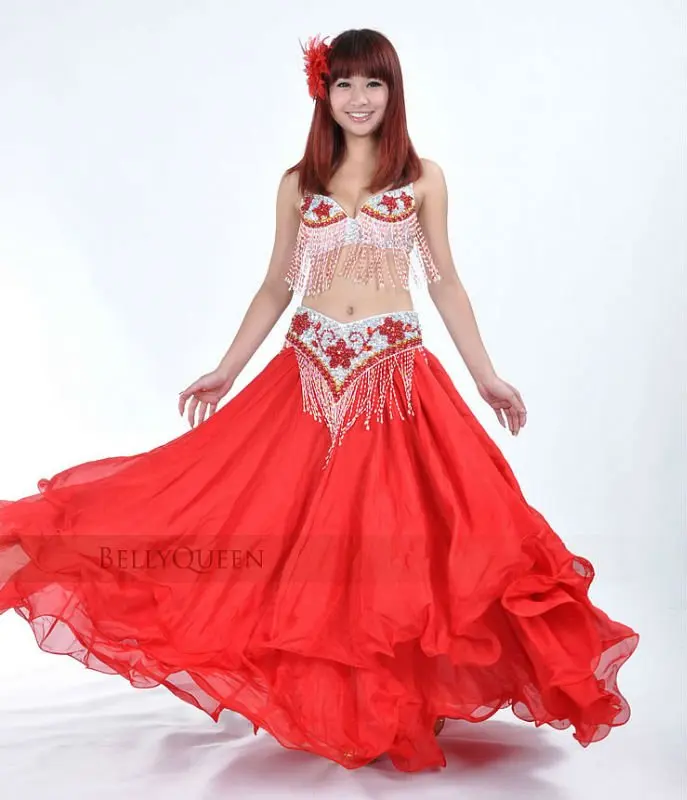 sparkling red costume belly dance,belly dancing costumes,BellyQueen ...