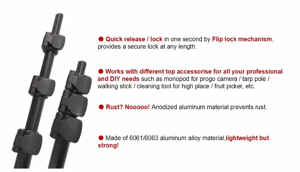 Portable Telescopic Aluminum Pole - Durable & Versatile