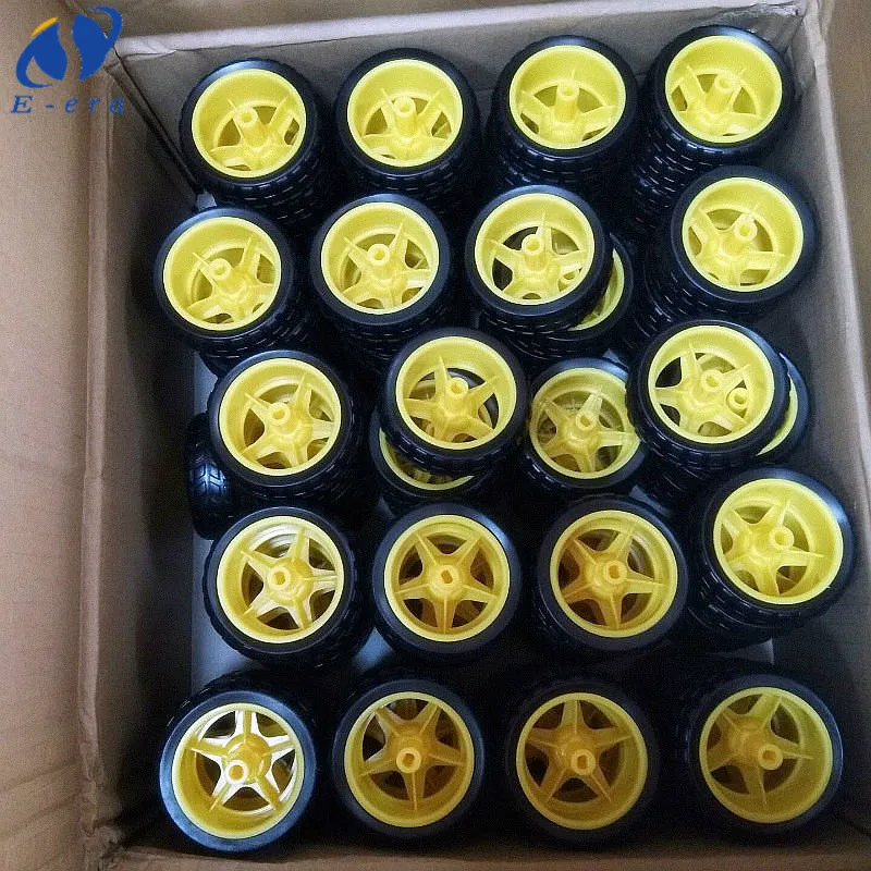 Tt 모터 타이어 고무 바퀴 스마트 자동차 Dc 기어 모터 작은 타이어 장난감 바퀴 Diy 부품 메이커 교육 키트