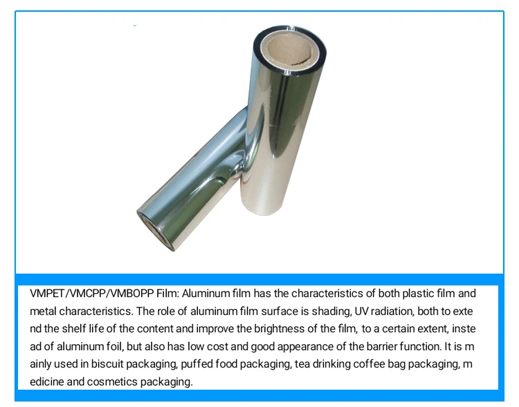 Aluminum Film Vmpet/vmcpp/vmbopp For Food And Cosmetics Packaging - Buy ...