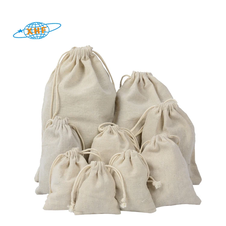 Cotton Linen Storage Package Bag Jute Drawstring Bag Small Christmas ...