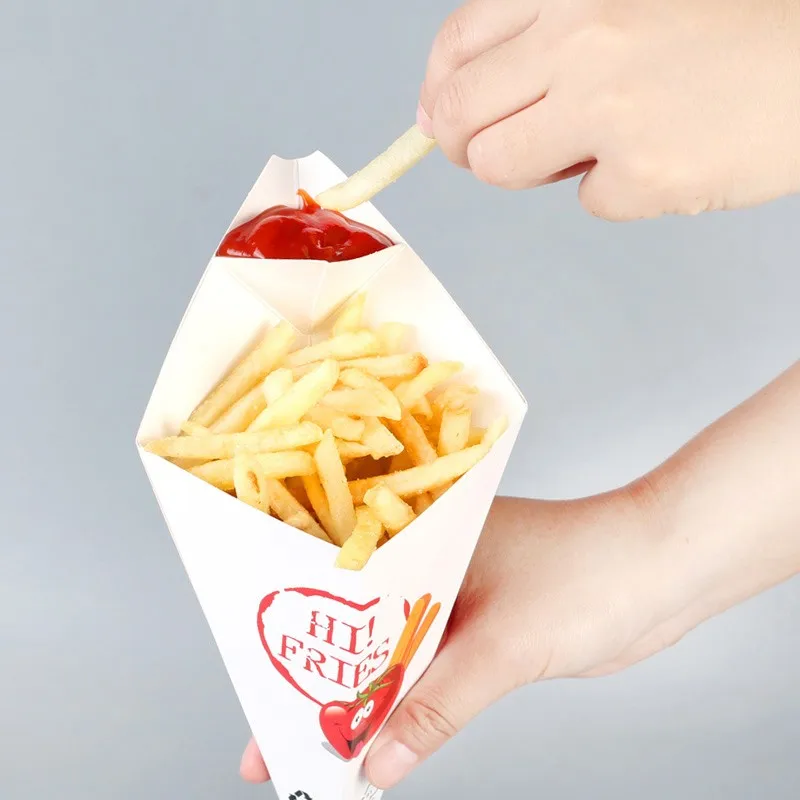 Cone Shape French Fries Packaging Box With Offset Printing - Buy French ...