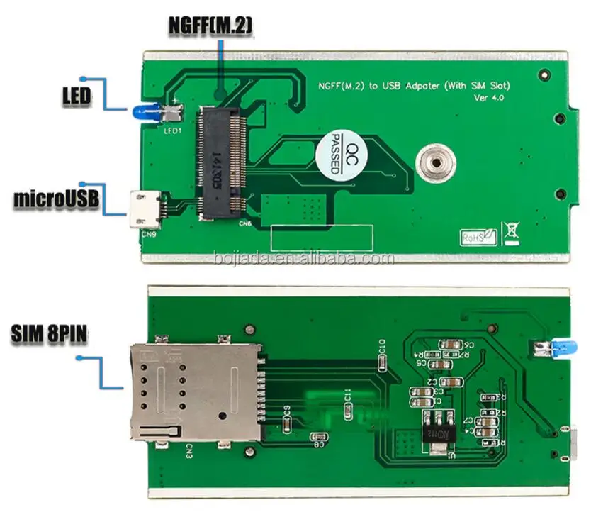 USB 2.0 to NGFF M.2 B-Key Wireless Adapter - 3G 4G LTE Modem