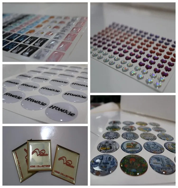 Custom Non Yellowing 3m Adhesive Crystal 3d Sticker Epoxy Resin Domed ...