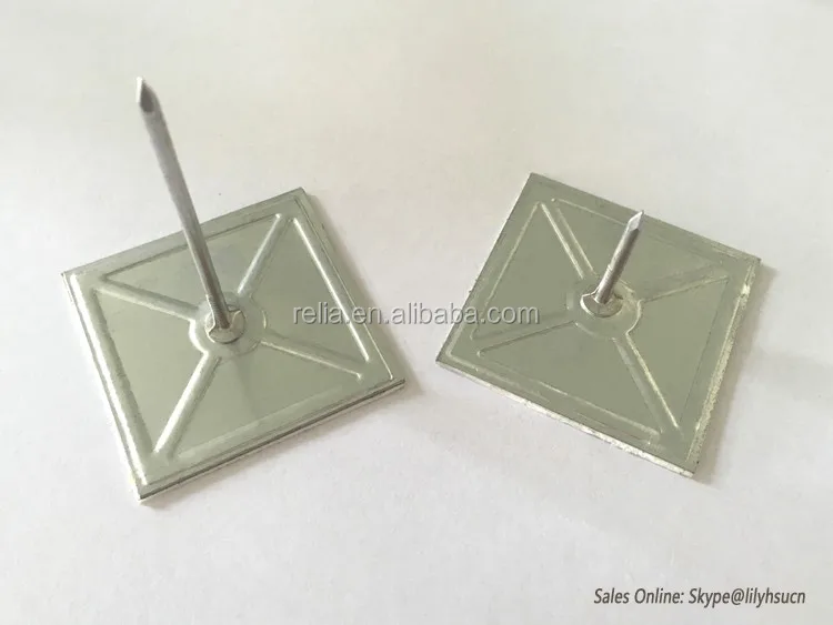 Steel Self Adhesive Stick Insulation Pin Base 35x35mm 2inch Self ...