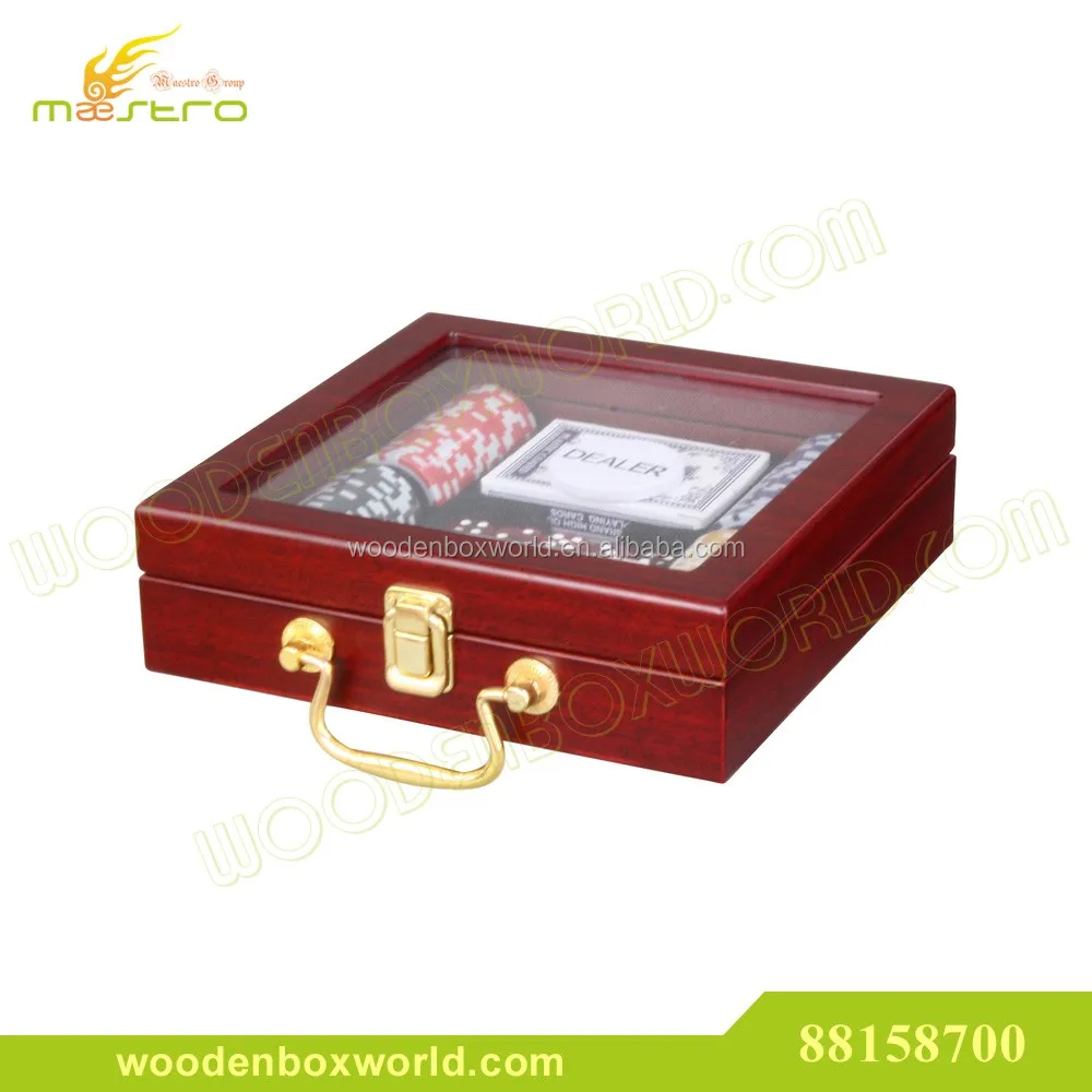 Premium 100 Poker Chip Sets With Wooden Box With Window Lid - Buy ...