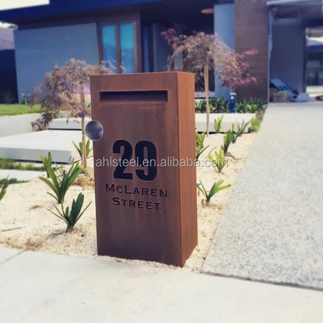 Wall Mounted Outdoor Design Water Proof Corten Metal Letterbox For ...