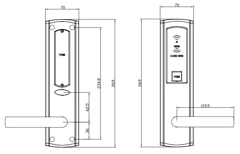 Onity Mortise Motel Smart Hotel RFID Control System Door Lock Manufacturers