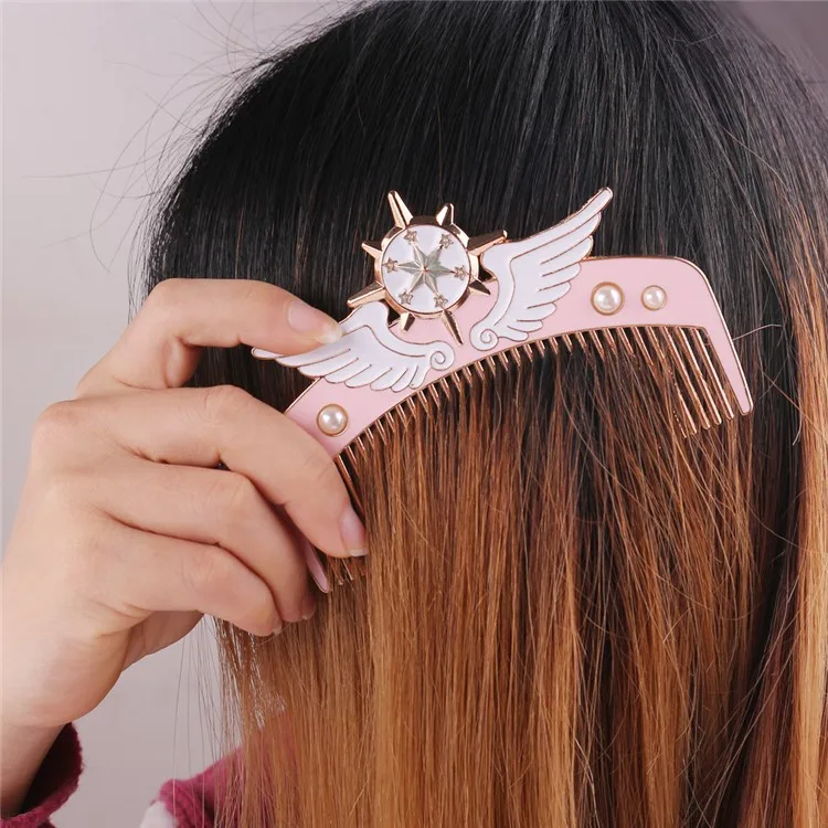 Metal Hair Comb With Crystal Wing Heart Shape Sailor Moon Makeup Comb ...