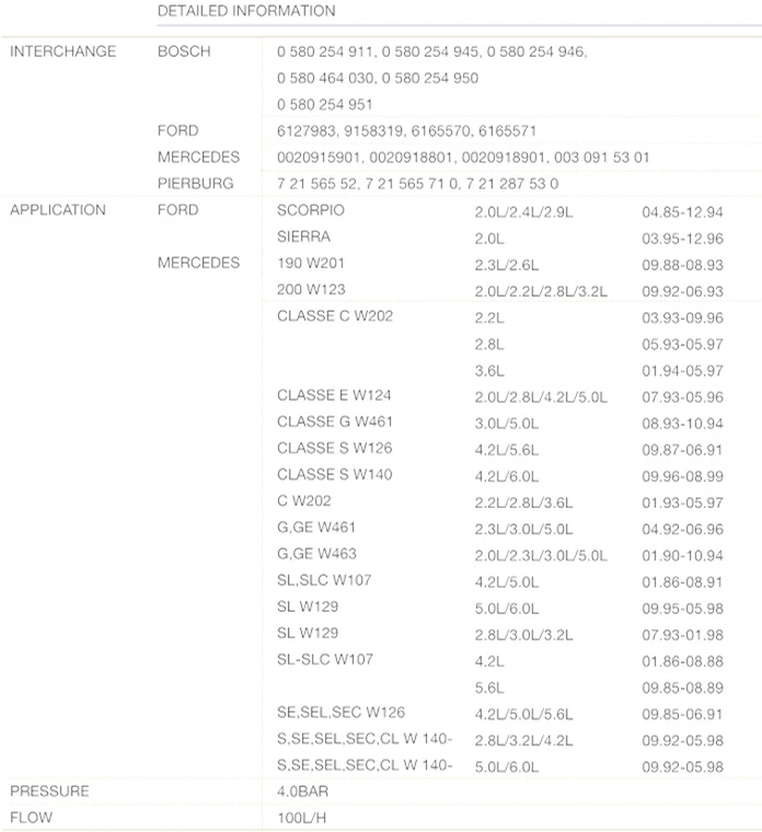 Universal Auto Electric Fuel Pump Mercedes 0020915901,0020918801 ...