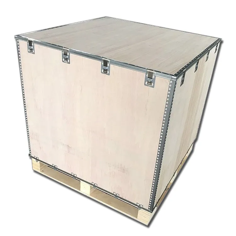 Foldable Custom Type S Folding Wooden Crate Box with Steel Strip