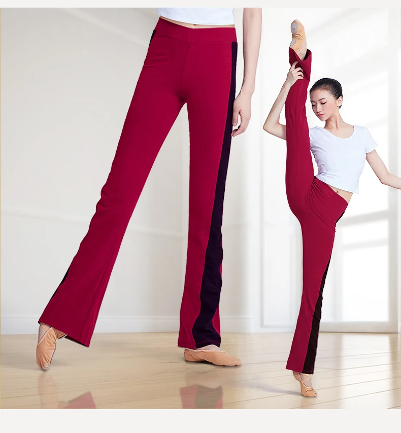 Adult Dance Yoga Pants Low-slung Patchwork Ballet Flared Pants Women ...