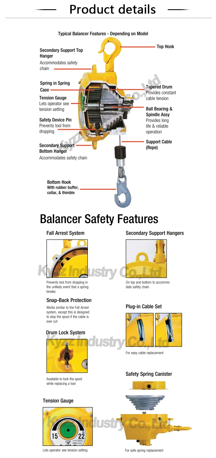 Spring Balancer Hoist Zero Gravity Function Tool Weight Balancer Arm 3 ...