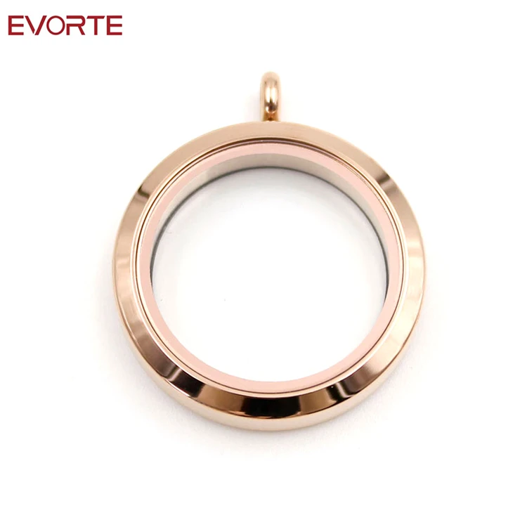 316l Stainless Steel Rose Gold Magnetic Round Clear Blank Glass ...