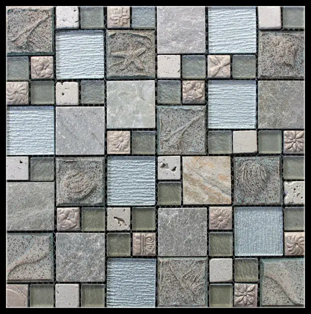Hot Sale Random Mosaic Tile Pattern,Stainless Steel Mix Glass Mosaic ...