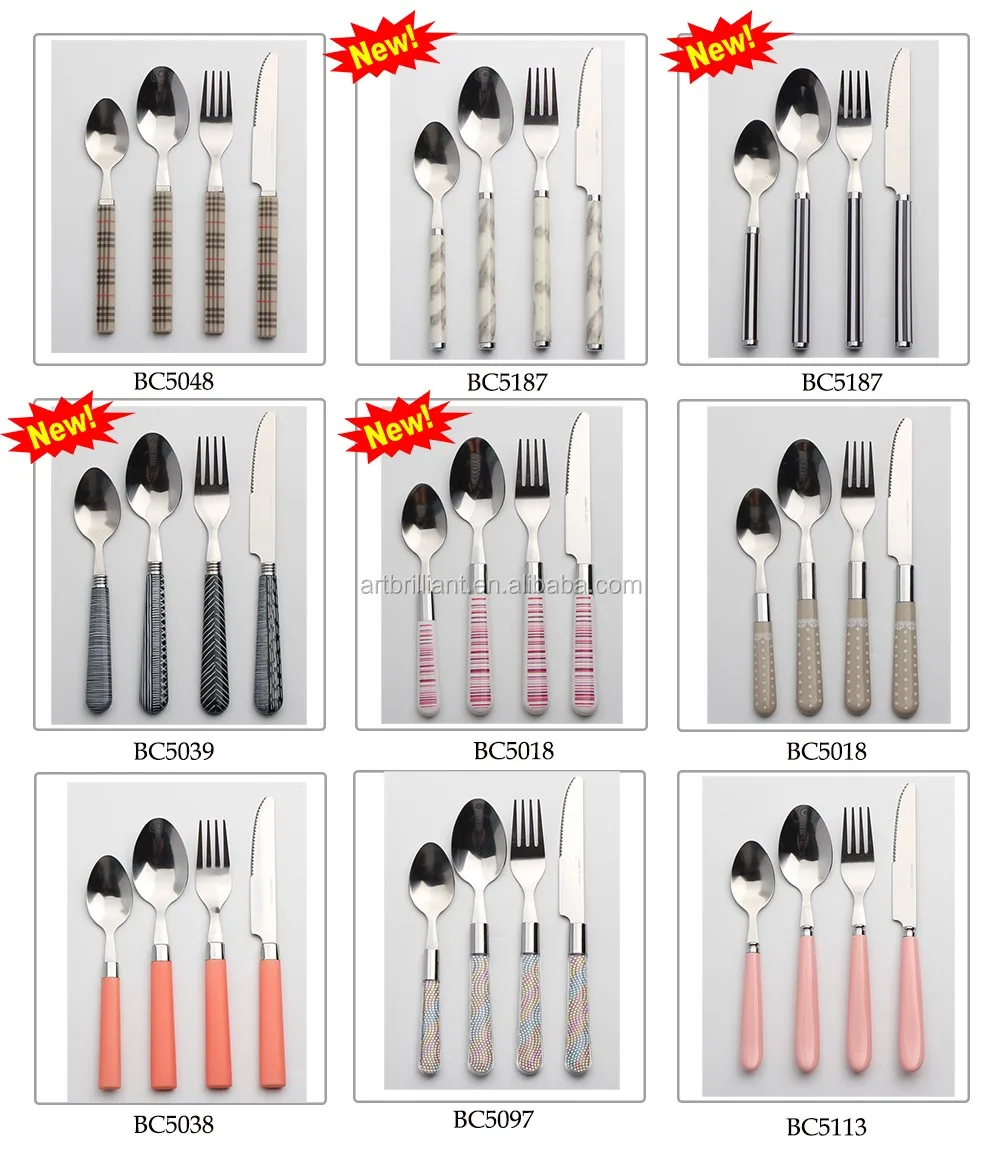 16 Piece Vintage Flatware Set Retro Cutlery With Clear Handle Food ...
