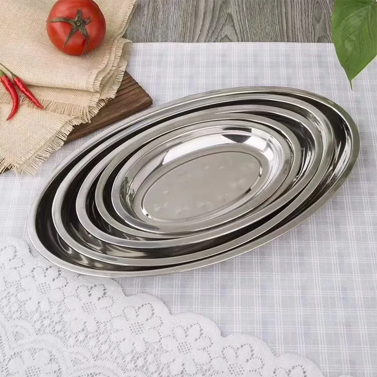 Food Grade Polished Ss201 Stainless Steel Oval Serving Tray,Eco ...