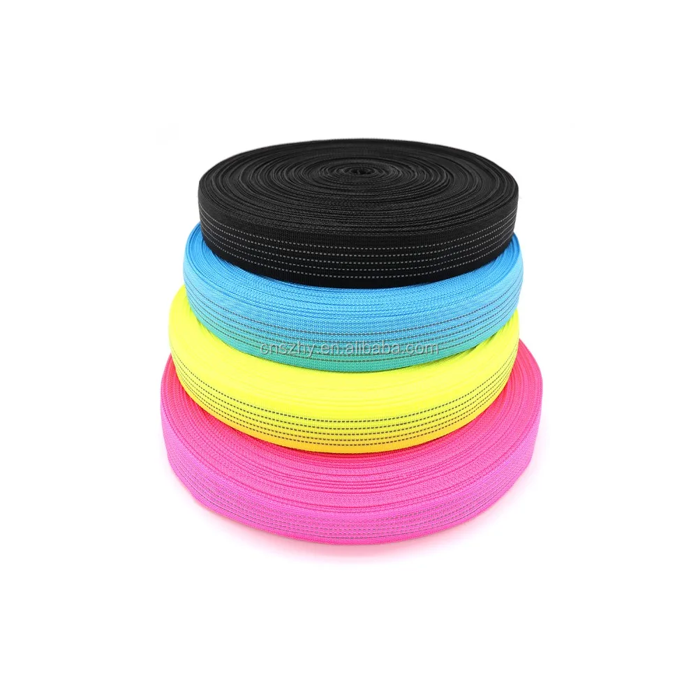 Custom 38mm Pp Colored Reflective Elastic Tape Webbing Strap - Buy ...