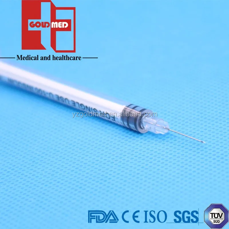 Multi Colored U50 Insulin Syringe With Fixed Needle Color Coded Insulin ...