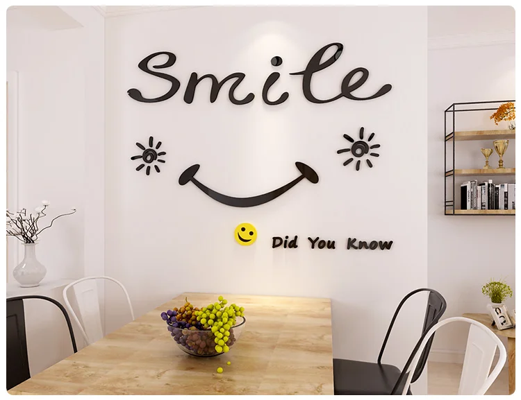 Lovely Smiling Face Acrylic Wall Sticker For Home Decoration Smiling ...