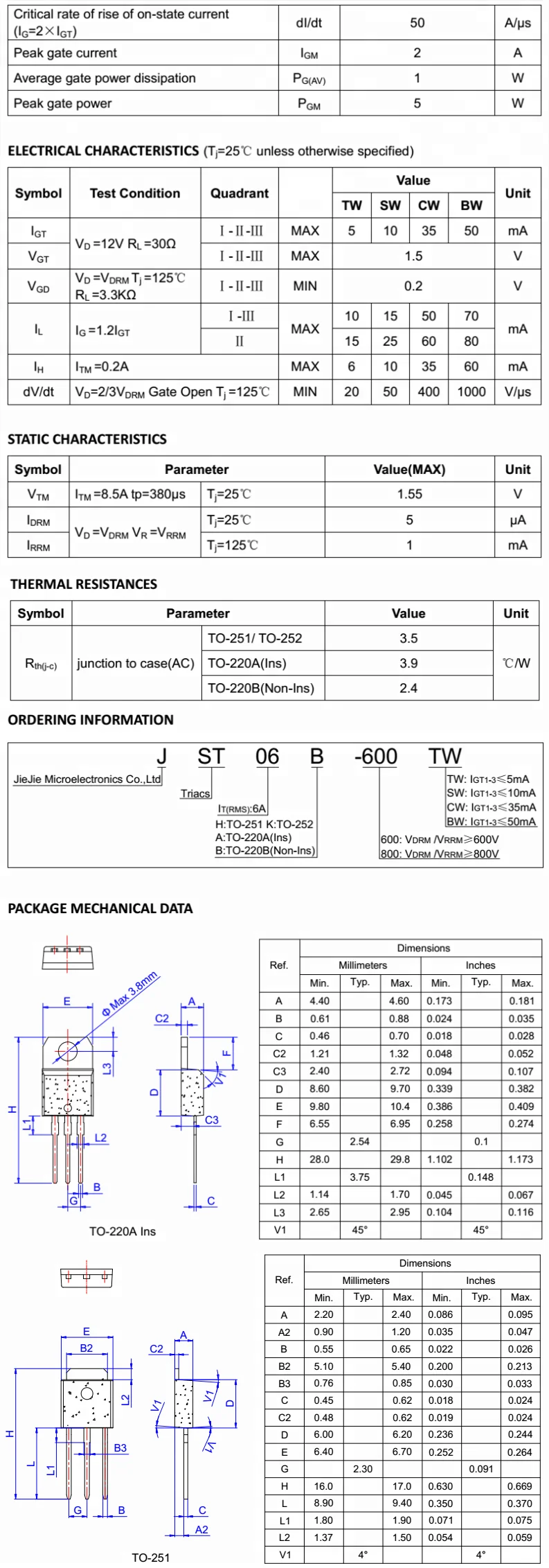 Transistor Triacs Scr Jst16a800bw Alternativa Bat16-800b Tiristor Bidireccional Scr Jst16a800bw ...