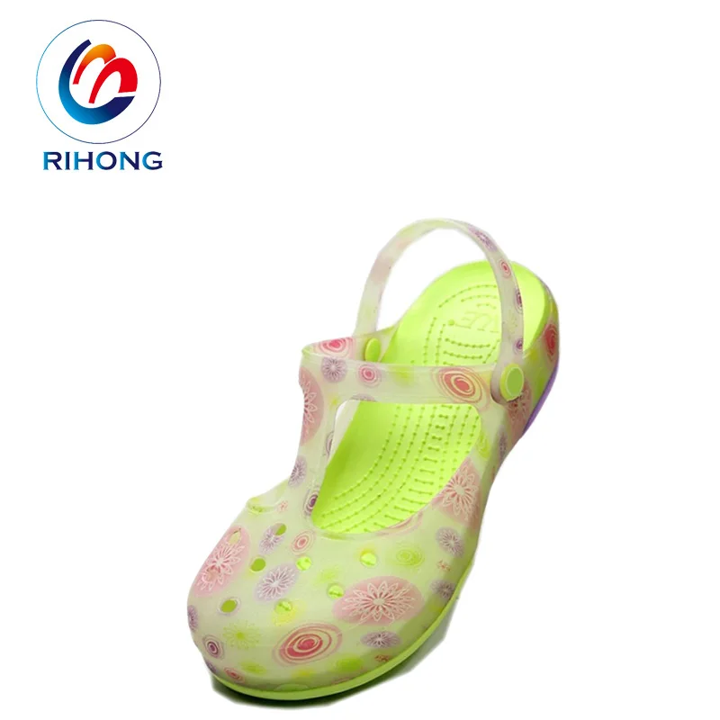 2019 New Arrival Fashionable Wedge Women Pvc clear Plastic Clogs Shoes ...