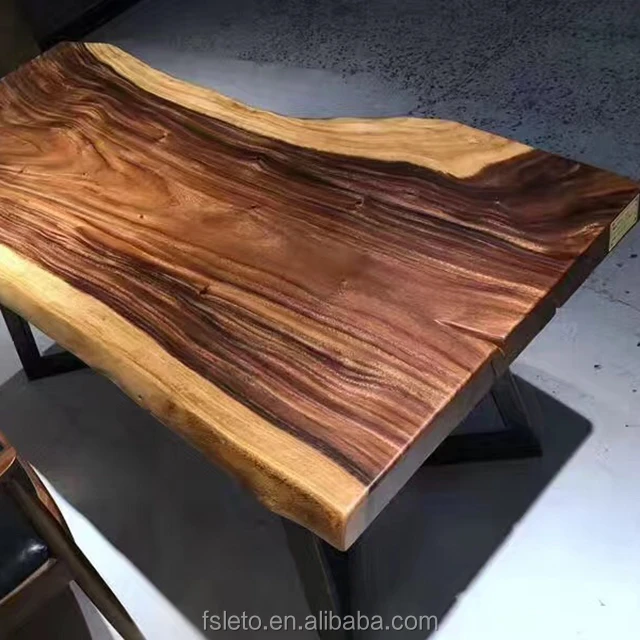 Solid Black Walnut Slab Table With Live Edge For Dining Room,Office And ...